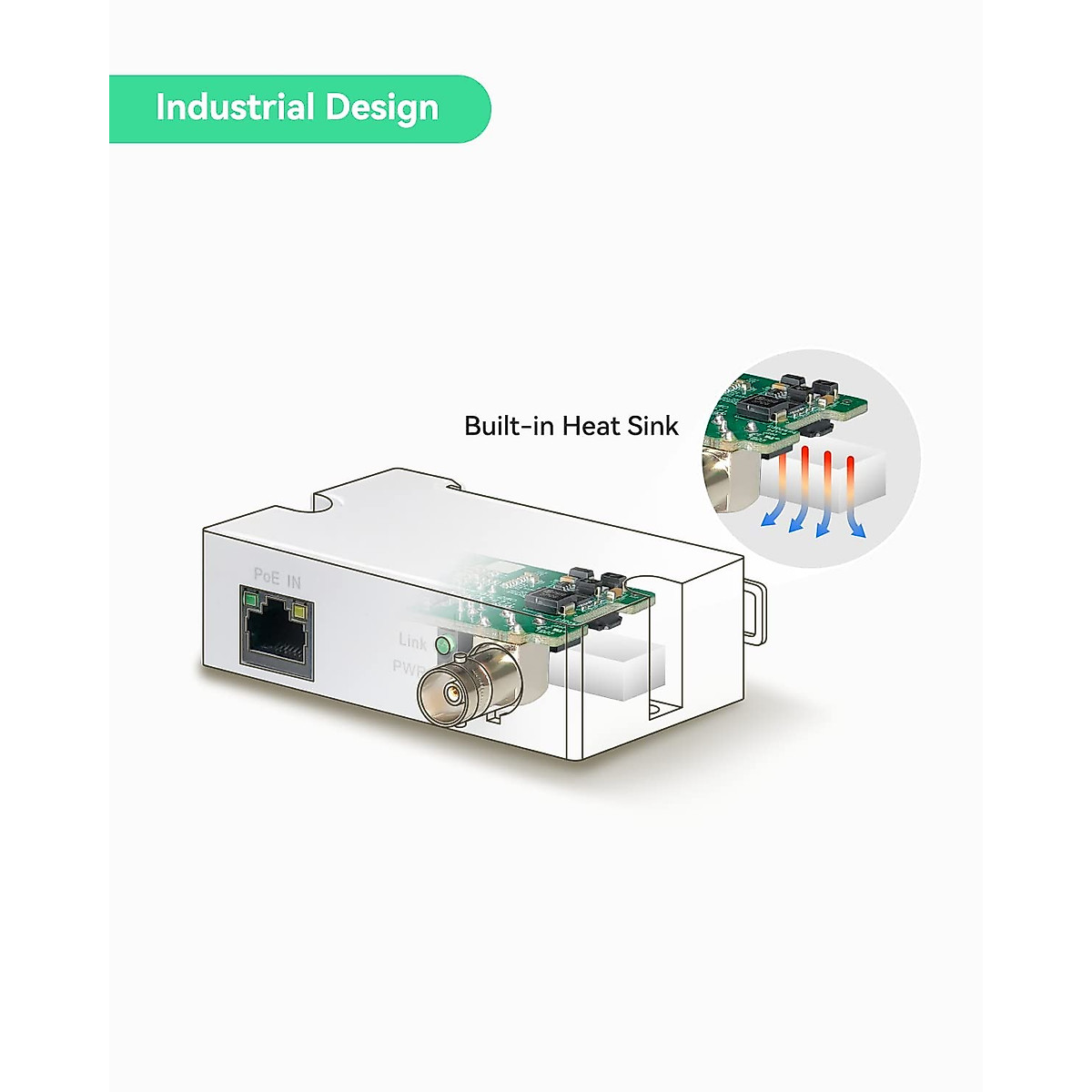 LINOVISION POE Over Coax EOC Converter IP Over Coax Max 3000ft Power and Data Transmission Over Regular RG59 Coaxial Cable for Upgrading Analog Surveillance System to IP Surveillance System (2 Pack)