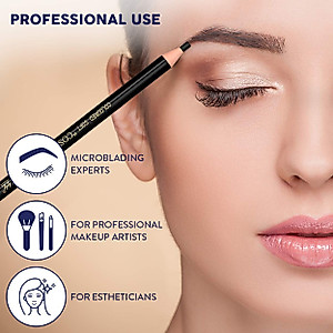 Bundle of 15 Meters Pre-Inked Eyebrow Mapping String and Microblading Supplies 12 Piece Black Waterproof Eyebrow Pencil Set, Brow Mapping Tool