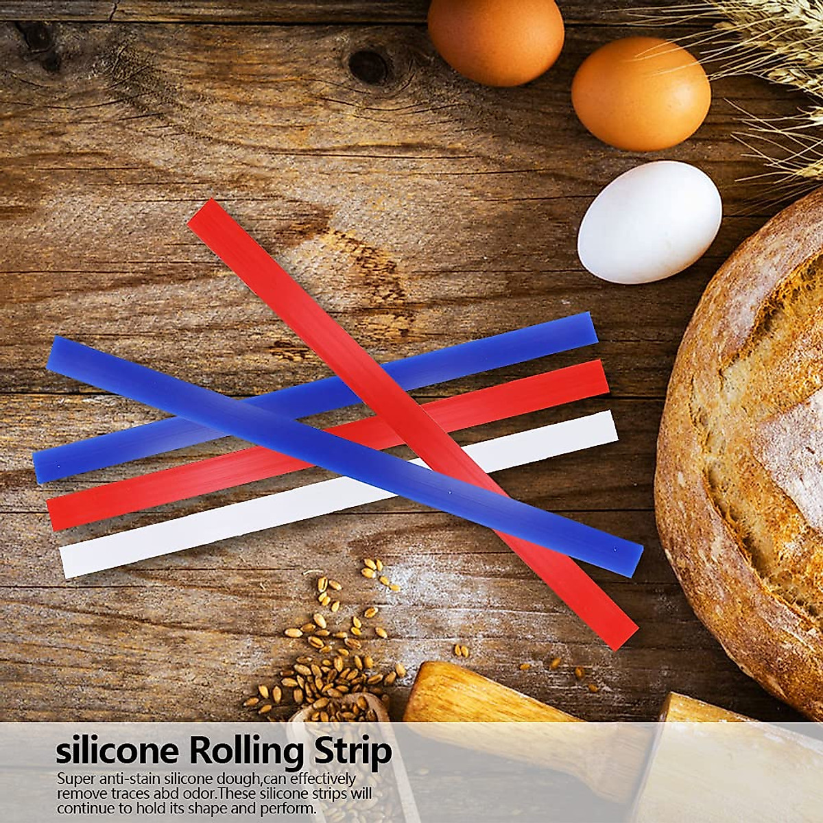 Jenngaoo 6PCS Measuring Dough Strip, 15 inches Professional Silicone Guide Sticks Rolling Pin Guides Perfection Strips Rolling Strip for Cookies Pies Baking