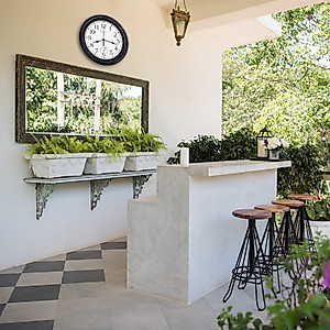 12 Inch Indoor Outdoor Clock Waterproof with Thermometer Retro Wall Clocks for Patio Pool Garden Home,Bronze