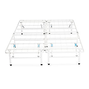 Amazon Basics Foldable Metal Platform Bed Frame with Tool Free Setup, 14 Inches High, Queen, White