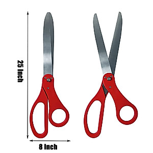 Grand Opening Red Ribbon Cutting Ceremony Kit - 25" Giant Scissors with Red Satin Ribbon, Banner, Balloons,Bows and More Supplies Grand Opening Decorations for Business