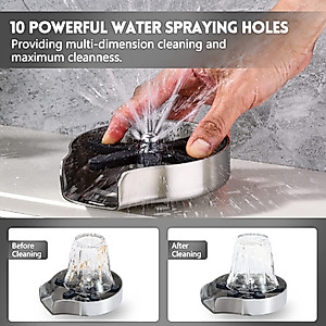 Hanbuluo Heavy Duty Glass Cleaner for Sink, Large Diameter Cup Rinser for Sink,Stainless Steel Sink Cup Washer,Baby Bottle Washer,Automatic Cleaner Sink Attachment