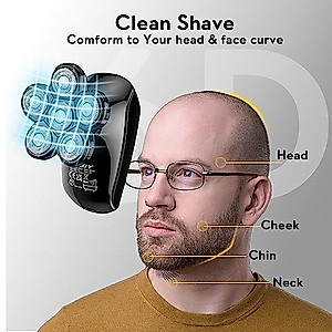 Kibiy Head Shavers Replacement Blades, 6 Blades Head Shaver for Bald Men Replacement, Easy Install Electric Razor Shaver for Model MS-672