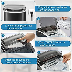 Harigal Countertop Ice Maker Machine with Handle, 26.5lbs in 24Hrs, 9 Ice Cubes Ready in 6 Mins, Smart Self-Cleaning, Portable Ice Makers Countertop for Home/Office/Party/RV(Black)