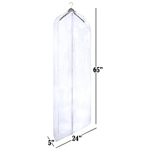 Handy Laundry Clear Vinyl Gown Bag - Protect Your Clothing While Traveling and Dust Free While Hanging in Your Closet. Ideal for Coats, Suits, Dresses or Gowns - Set of 2 (24 X 65 Inches)