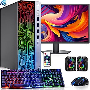 HP ProDesk Desktop RGB Computer PC Intel i5-6th Gen. Quad-Core Processor 8GB DDR4 Ram 256GB SSD, 22 Inch Monitor, Gaming Keyboard and Mouse, Speakers, Built-in WiFi, Win 10 Pro (Renewed)