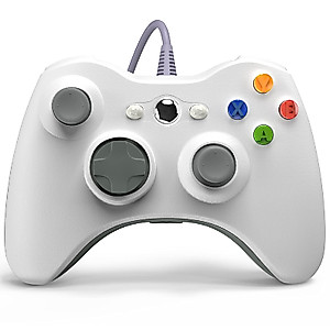 YAEYE PC Wired Controller, Game Controller for Xbox 360 with Dual-Vibration Turbo Compatible with Xbox 360/360 Slim and PC Windows 7,8,10,11(White)…