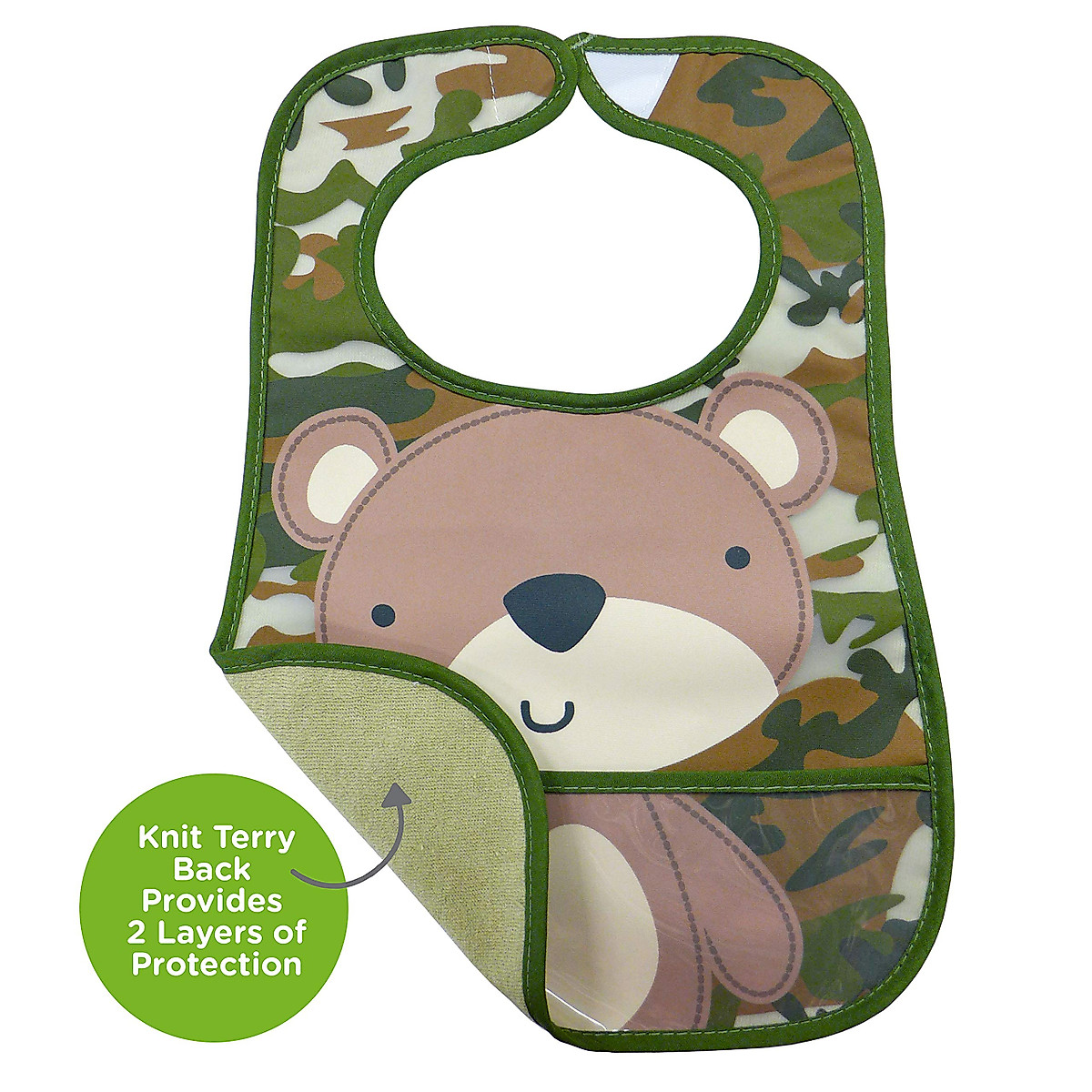 Neat Solutions 2 Pack Water Resistant Toddler Bib Set - Bear & Raccoon, Multi