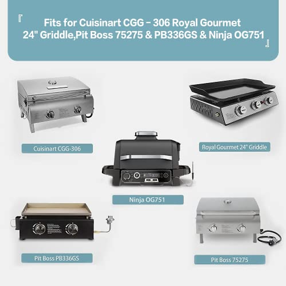 SHINESTAR 24 Inch Grill Cover for Cuisinart CGG-306, Royal Gourmet 24" Griddle, Ninja OG751, Pit Boss 75275 & PB336GS and Most 2-Burner Portable Grills