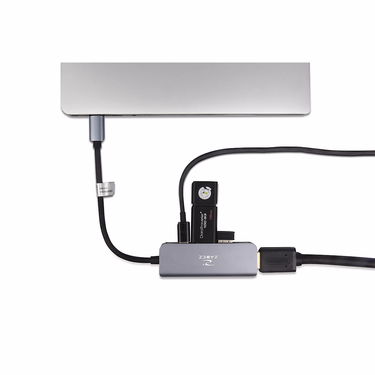 ZADEZ ZAH-514 USB-C Hub 4-in-1 Type-C (USB-C) Connection Standard, HDMI Port 4K (30 Hz) - Charge Port 60W - Data Transfer(up to 4.8 Gbps) Aluminum Material, Maximum Heat Dissipation