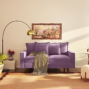 Meeyar Couches for Living Room 58'' Small Couch for Small Spaces Loveseat Small Couch for Bedroom Comfy Sofas for Living Room,Office,and Apartment,Lavender