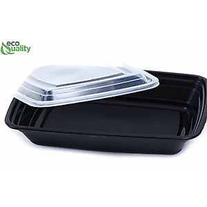 EcoQuality Meal Prep Containers with Cutlery [5 Pack] Single 1 Compartment Food Storage Lunch Box | Bento Box | BPA FREE| Freezer/Microwave/Dishwasher Safe – Airtight/Watertight/Stackable (32oz)