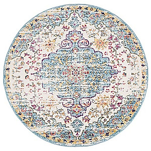 Rugshop Vintage Traditional Bohemian Round Rug 6' 6" (6' 6" Diameter) Blue