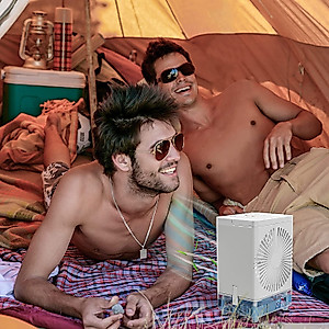 Portable Air Conditioner, Rechargeable Evaporative Air Cooler, 800 ML Water Tank, 5000mAh Battery Operated with Cooling and 3 Speeds Function, Personal Air Cooler for Home Office and Room