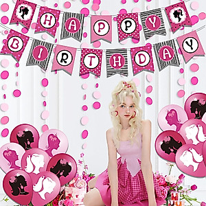 Hot Pink Girl Party Decorations Suitable for Birthday Party Decoration, Birthday Party Supplies Suitable for Hot Pink Girl Party Theme Include Balloons (BB Birthday Decoration)