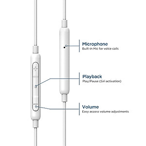 Thore Wired in Ear Headphones for iPhone Xr, Xs Max, iPhone 11, 12, 13, 14 Pro Max Earphones with Mic - Lightning MFi Certified by Apple Earbuds with Remote Microphone + Volume Control (V100)