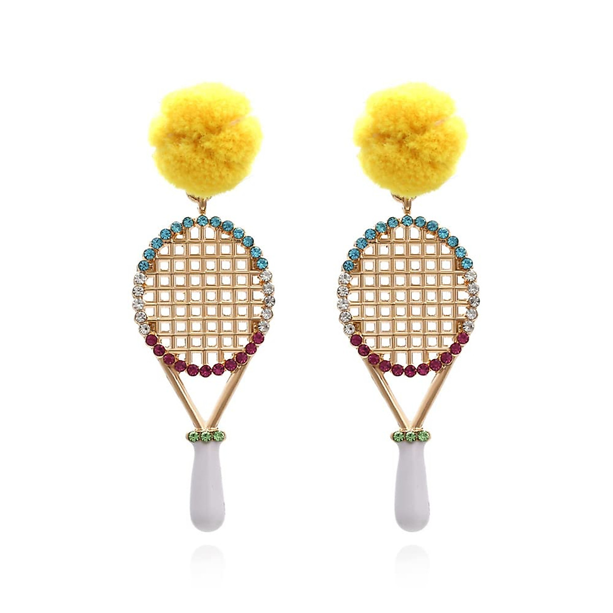 Tennis Racket Dangle Drop Earrings Tennis Racket Jewelry for Women Crystal Earrings for Women