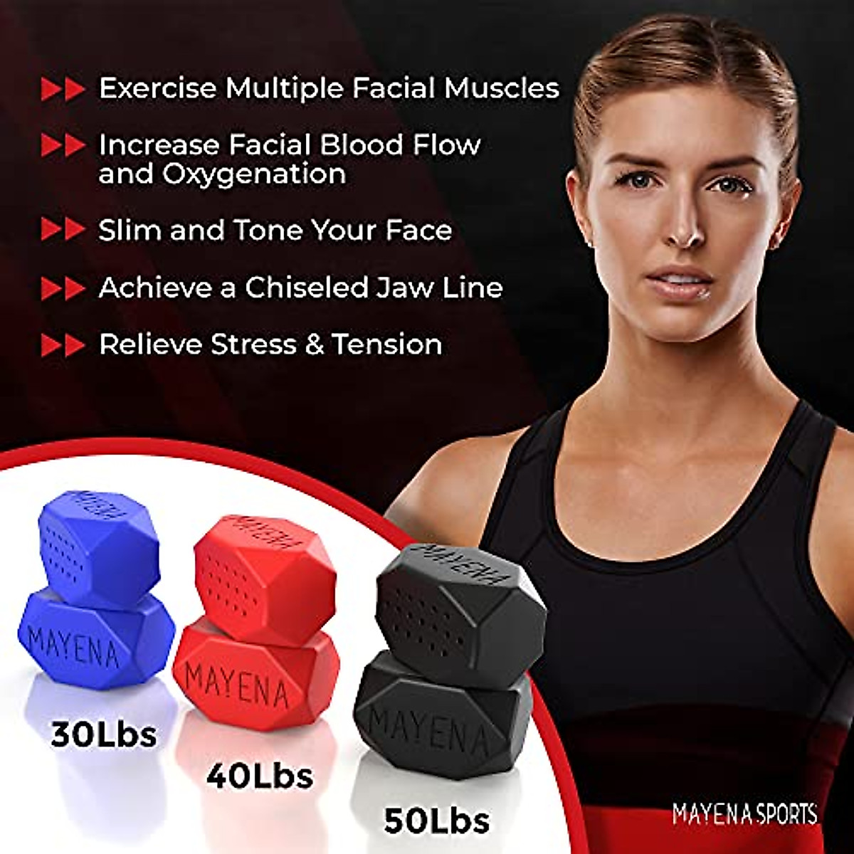 Mayena Sports Jawline Exerciser for Men & Women – 3 Resistance Levels (6 pcs) Silicone Jaw Exerciser Tablets – Powerful Jaw Trainer for Beginner, Intermediate & Advanced Users – Slims & Tones the Face