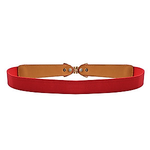 Syuer Womens 1" Width Bow Skinny Elastic Waist Belt Stretchy Belt Thin Belt (XXL-XXXL (35"-45"), Red)