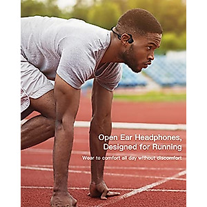 Bone Conduction Headphones Bluetooth 5.0,Wireless Open Ear Headphones with Built-in Mic,Waterproof Earphones,Sweatproof Sports Headset for Running,Cycling,Hiking,Gym,Climbing & Driving(Black)