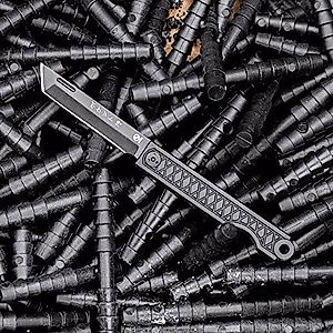 STATGEAR Pocket Samurai Folding Tanto Micro Knife - Slipjoint Edition | Small EDC Mini Knife | Black