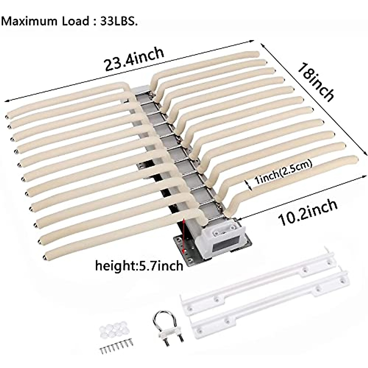 Pull Out Trousers Rack 22 Arms Steel Pull Out Pants Rack Pants Hanger Bar Clothes Organizers for Space Saving and Storage Maximum Load 33lbs Beige 23.4x18x5.7inch
