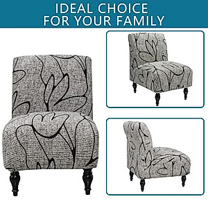 Liykimt Armless Accent Slipper Chair Cover Slipcover,Slipper Chair Without Arms Fabric Stretch Spandex Removable for Armless Chair Furniture Protector Covers for Living Dining Room(1,Gray/Black)