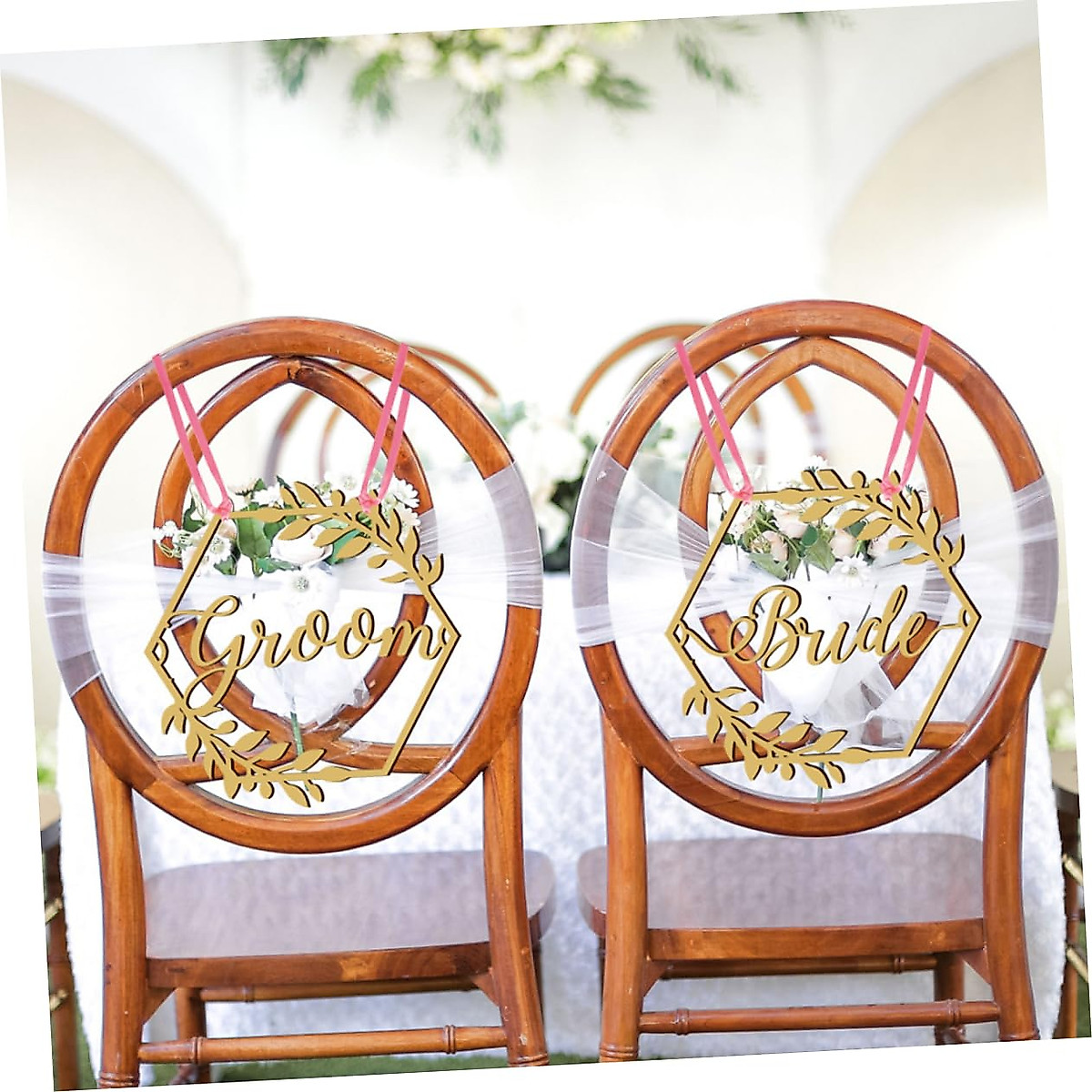 GOOHOCHY 1 Set wedding chair sign mr and mrs wooden signs groom to be wedding aisle groom bride door hanger wedding wood plaque wedding chair decorations bridegroom rural the banner