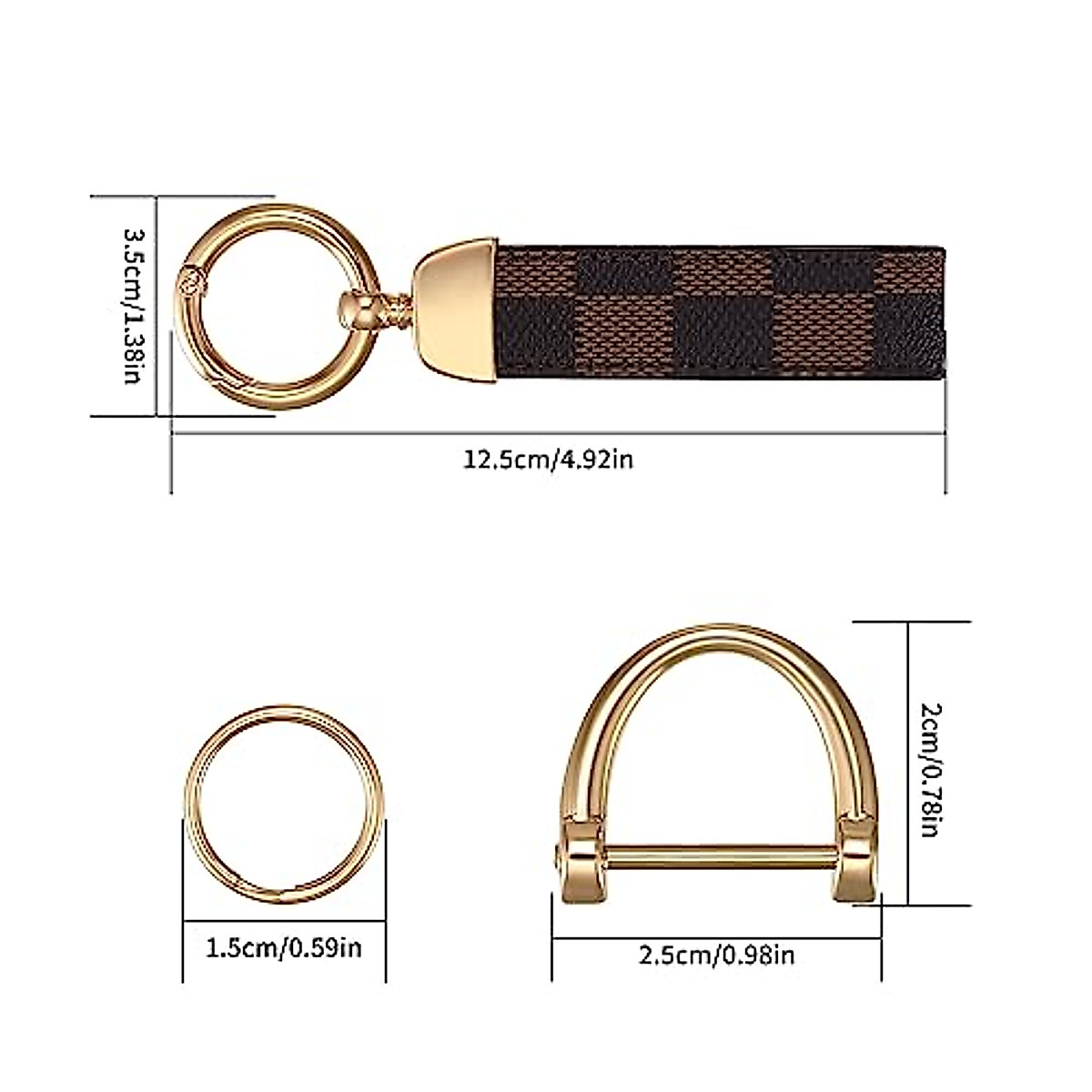 ALAHUGYEF Car Keychains, PU Car Key Chains with Zinc Alloy Ring, Universal Key Chains for Men and Women, Car Key Accessories - Brown Plaid