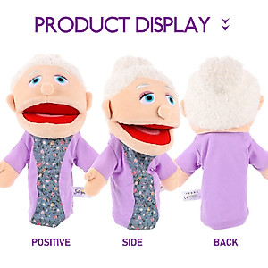 Zerodeko Grandmother Hand Puppet, Family Member Figure Puppets with Movable Mouth, Plush Hand Puppet Pretend Play Toys Storytelling Props Early Educational Toy for Girls Boys