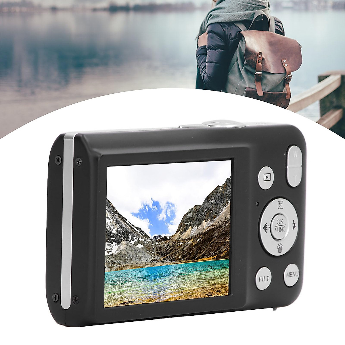 8K Digital Camera, 16X Zoom Selfie Camera Auto Focus with 2.7 Inch HD Screen for Photography Video Recording, 68MP Portable Vlogging Camera for Travel (Black)