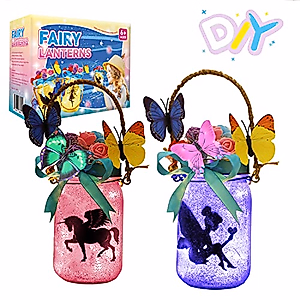 LAYKEN Fairy Lantern Craft Kit for Kids - DIY Make Your Own Fairy Lantern Jar Decor Craft for Girls Age 6 7 8 9 10 Year Old, Great Gift for Girl’s Room,Yard, and Garden Decor Art Project