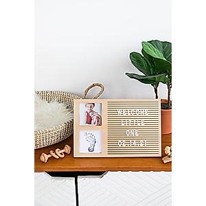Pearhead Babyprints Letterboard Baby Handprint & Photo Frame, Wooden Customizable Letterboard for Baby, New Baby Keepsake