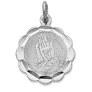 IceCarats 925 Sterling Silver Jesus Christ Praying Hands Lord Serenity Prayer Disc Necklace Religious Pendant Christian Faith Charm Only