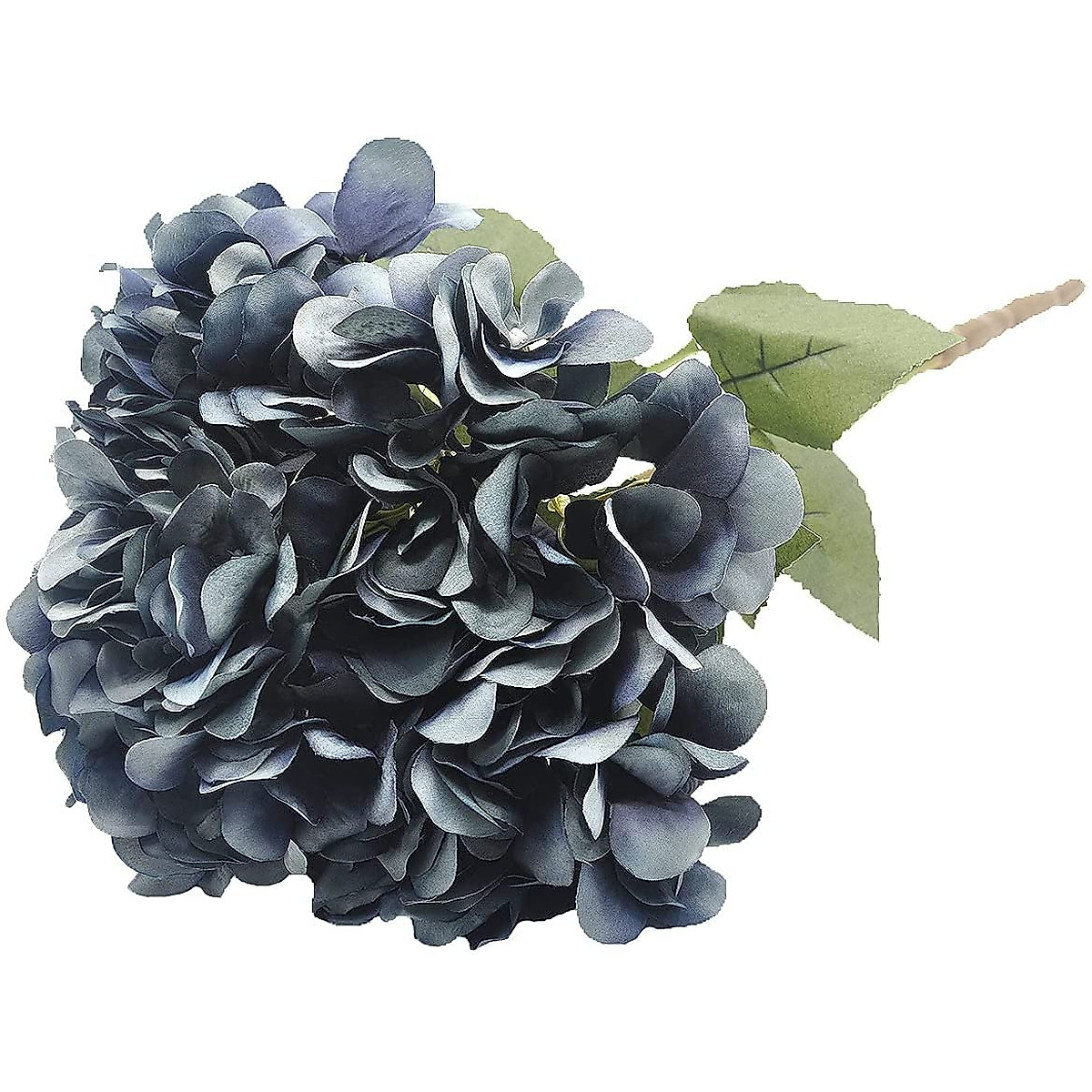2Bouquets Artificial Vintage Silk Hydrangeas Flowers with Stems，10Heads Flower Home Kitchen Garden Party Festival Bar,Weddings and Celebrations DIY (Dark Gray)