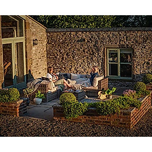 SUSIE'S GARDEN Wicker Patio Furniture Conversation Set No Assembly Outdoor Sectional Sofa Aluminum Brown Couch Modern Deck Rattan Furniture (6pcs Conversation Set)