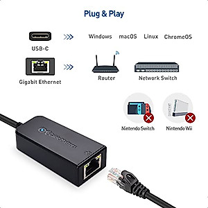 Cable Matters Plug & Play USB C to Ethernet Adapter with PXE, MAC Address Clone (Thunderbolt to Ethernet Adapter, Gigabit Ethernet to USB C) in Black - Compatible with MacBook Pro, XPS, Surface Pro