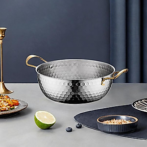 Fenteer Korea Ramen Pot Seafood Pot Double Ear Stockpot Kitchen Cookware Korean Instant Noodle Pot Kimchi Soup Pot for Picnic Camping, Silver 20cm