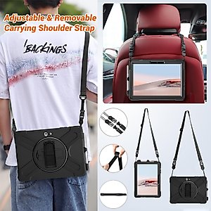 DreamerX Microsoft Surface Go 4 10.5 Inch (2023)/ Surface Go 3 2021/ Surface Go 2 (2020)/ Surface Go Case 10" (2018) with Hand Strap Stand Carrying Shoulder Strap Kids Friendly Shockproof Cover, Black