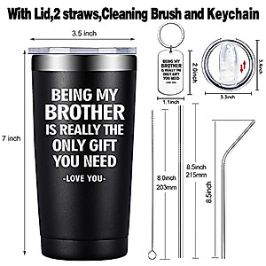 Fufandi Brother Gifts from Sister, Brother - Funny Birthday Gifts for Brother - Friendship Presents for Brothers from Big Brother, Siblings, Brother in Law - Vacuum Insulated Tumbler Cup 20oz