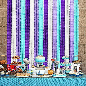 12 pcs Mermaid Four Leaf Clover Paper Garland 120ft Purple Lavender Party Streamers Tissue Flower Reusable Hanging Banner for Wedding Baby Bridal Shower Home Party Backdrop Decoration