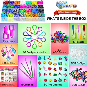 11,900+ Rubber Band Bracelet Kit -11,000 Loom Bands in 28 Colors with Accessories - Loom Bracelet Kit, Portable Gift Set of Rubber Band Bracelet Making Kit for Endless Creativity