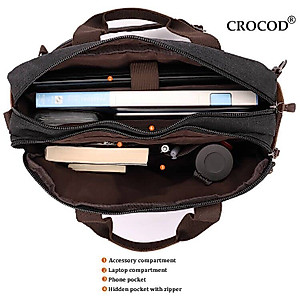 CROCOD 3 in 1 Convertible Laptop Backpack, 17.3 inch Messenger Bag for Men, Multi-Functional Travel Laptop Bag for College Men Women (17.3 Inch, Black)