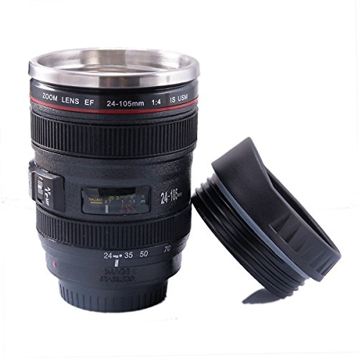 FUNLAVIE Camera Lens Mug Travel Coffee Mug Novelty Birthday Gifts for Women Men