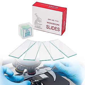Pre-Cleaned Blank Microscope Slides Kit丨50PCS Ground Edge Glass Microscope Slides and 100PCS Square Cover Glass Slips Coverslips Set for Lab Science