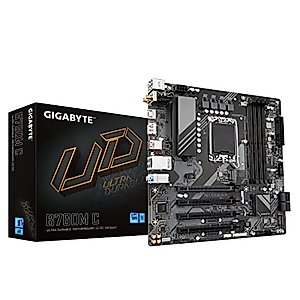 GIGABYTE B760M C (LGA 1700/ Intel/ B760/ Micro ATX/ DDR5/ M.2/ PCIe 4.0/ USB 3.2 Gen 2 Type-C/Realtek Wi-Fi 1GbE LAN/Q-Flash Plus/PCIe EZ-Latch/Motherboard)