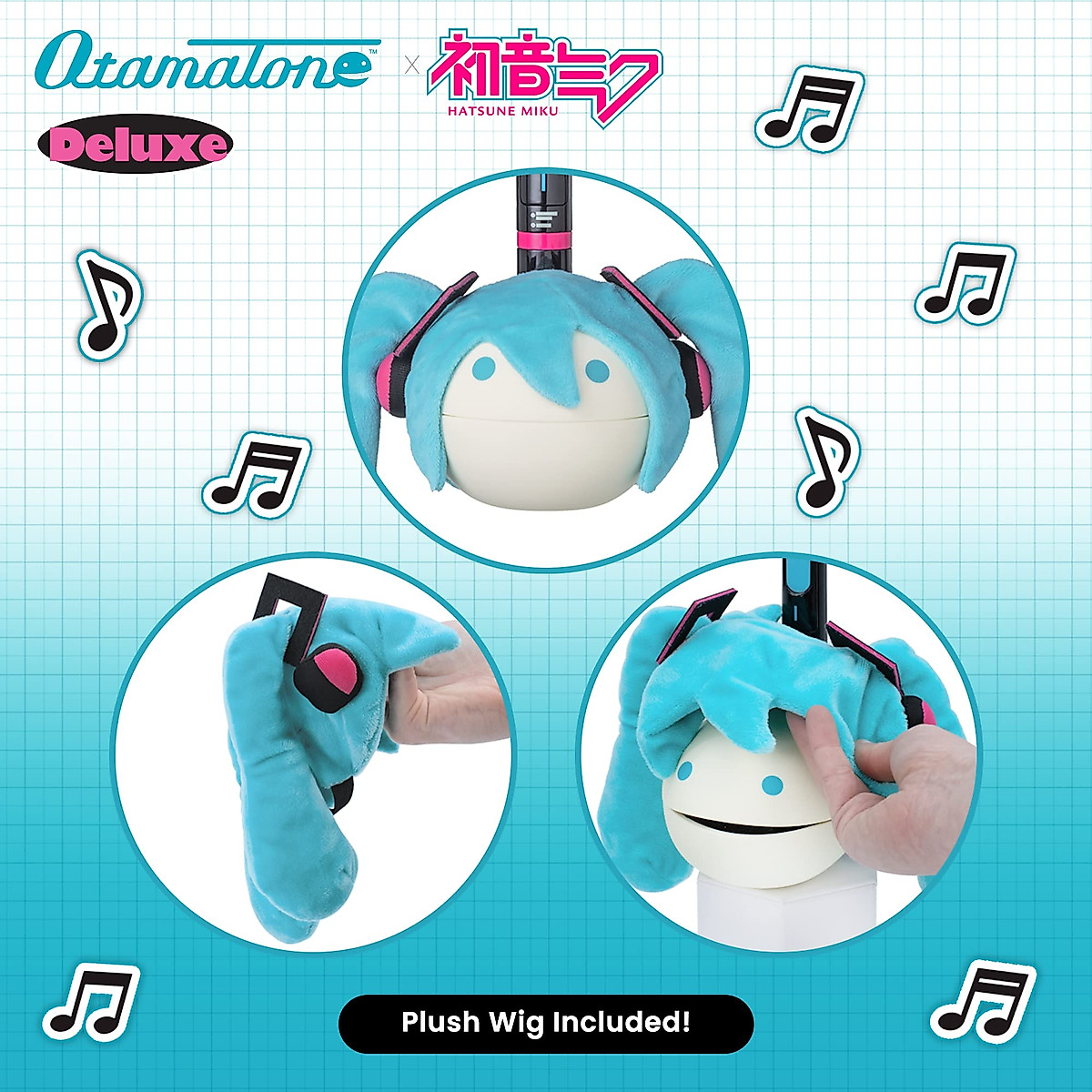 Otamatone Deluxe [Hatsune Miku Edition] Electronic Musical Instrument Portable Synthesizer from Japan Maywa Denki [Includes Removable Plush Wig]