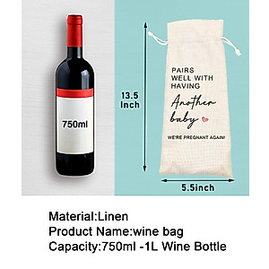 Socive Baby Announcement Wine Bag, Pregnancy Announcement, Gift for Grandparents, Aunt and Uncle - Pairs Well With Having Another Baby,We Are Pregnant Again(5SW19103)