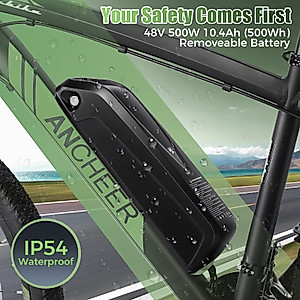 ANCHEER 27.5'' Electric Bike 500W(Peak 750W) Electric Mountain Bike, 55 Miles Range & 22 MPH, 3H Fast Charge, 48V/10.4Ah Removable Battery, Electric Bike for Adult 21 Speed Incl. Free Bike Lock